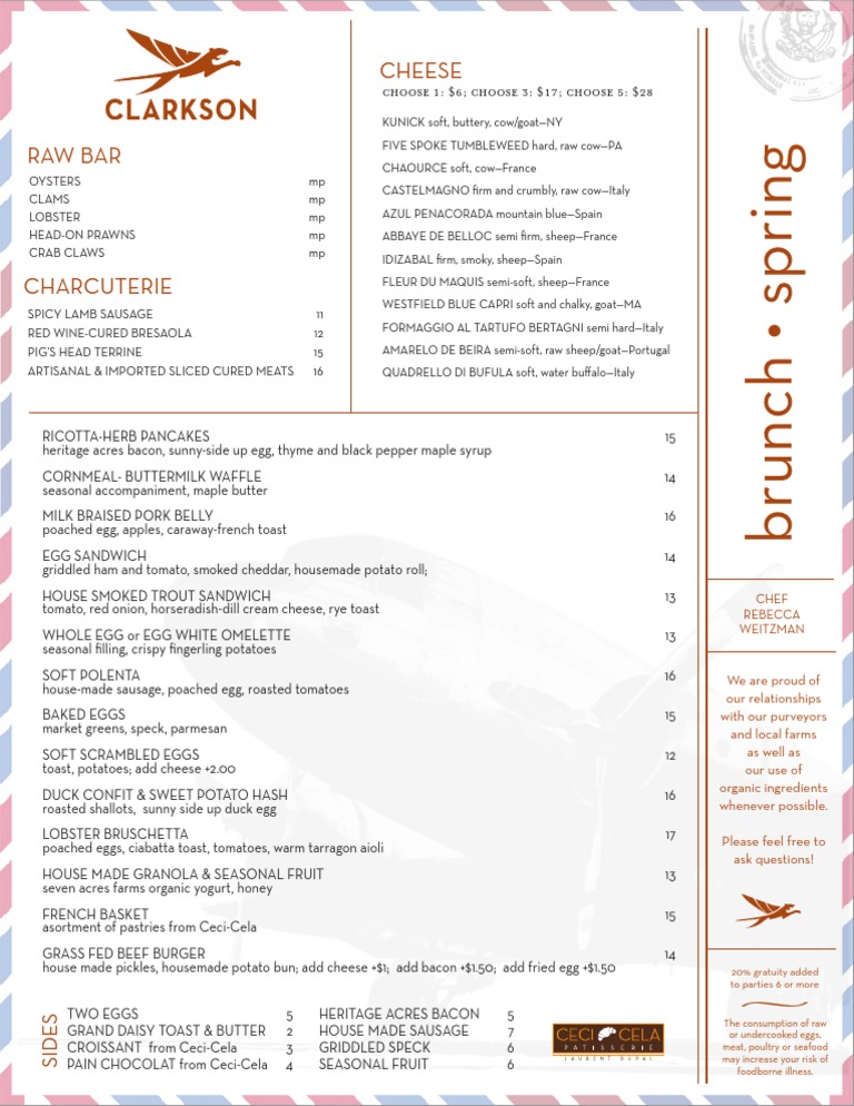 Brunch Menu: Charcuterie, Raw Bar & More | PDF | Cooking, Food & Wine ...