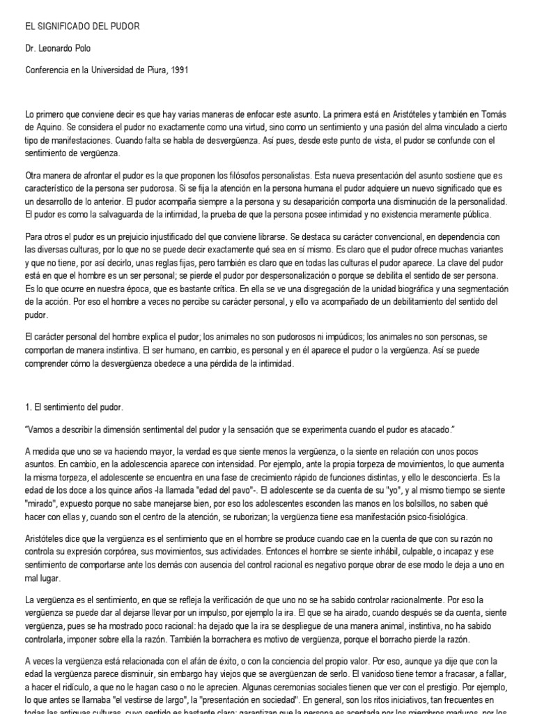 El Significado Del Pudor | PDF | Modestia | Homo Sapiens