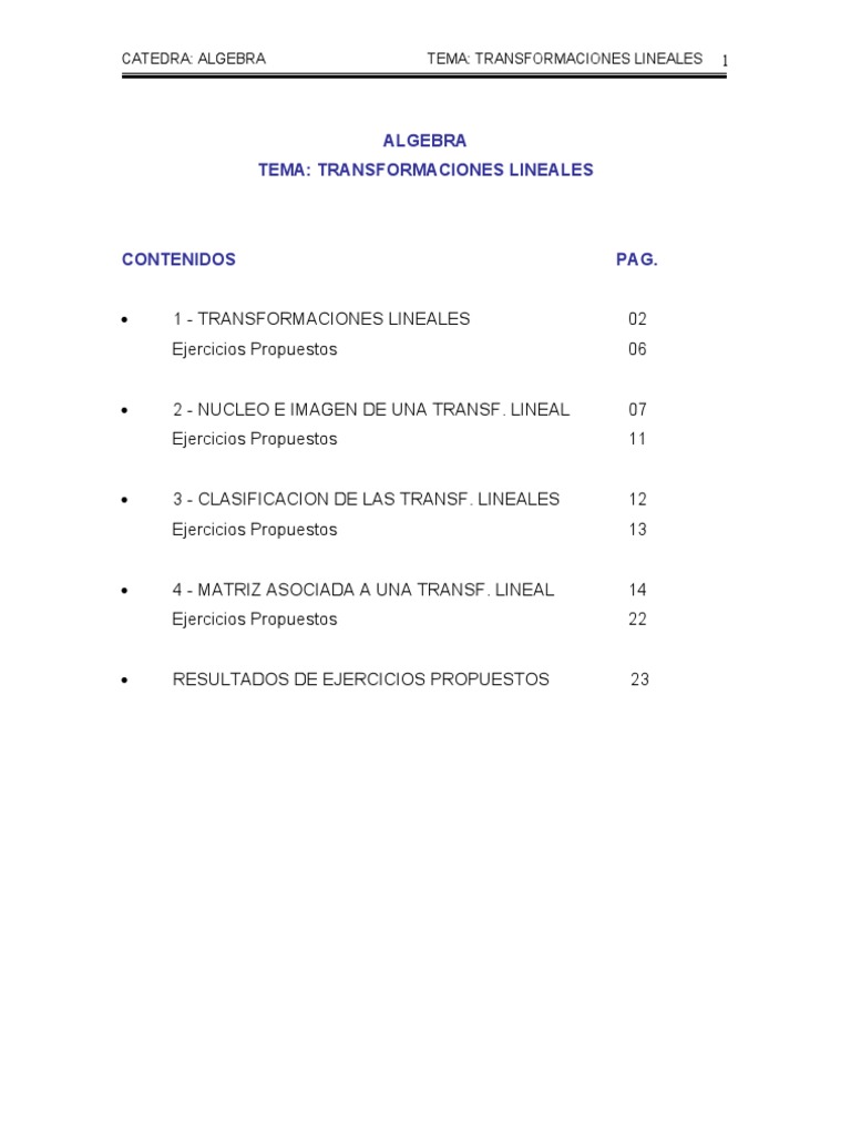 Transformaciones Lineales | Descargar gratis PDF | Mapa lineal | Espacio vectorial