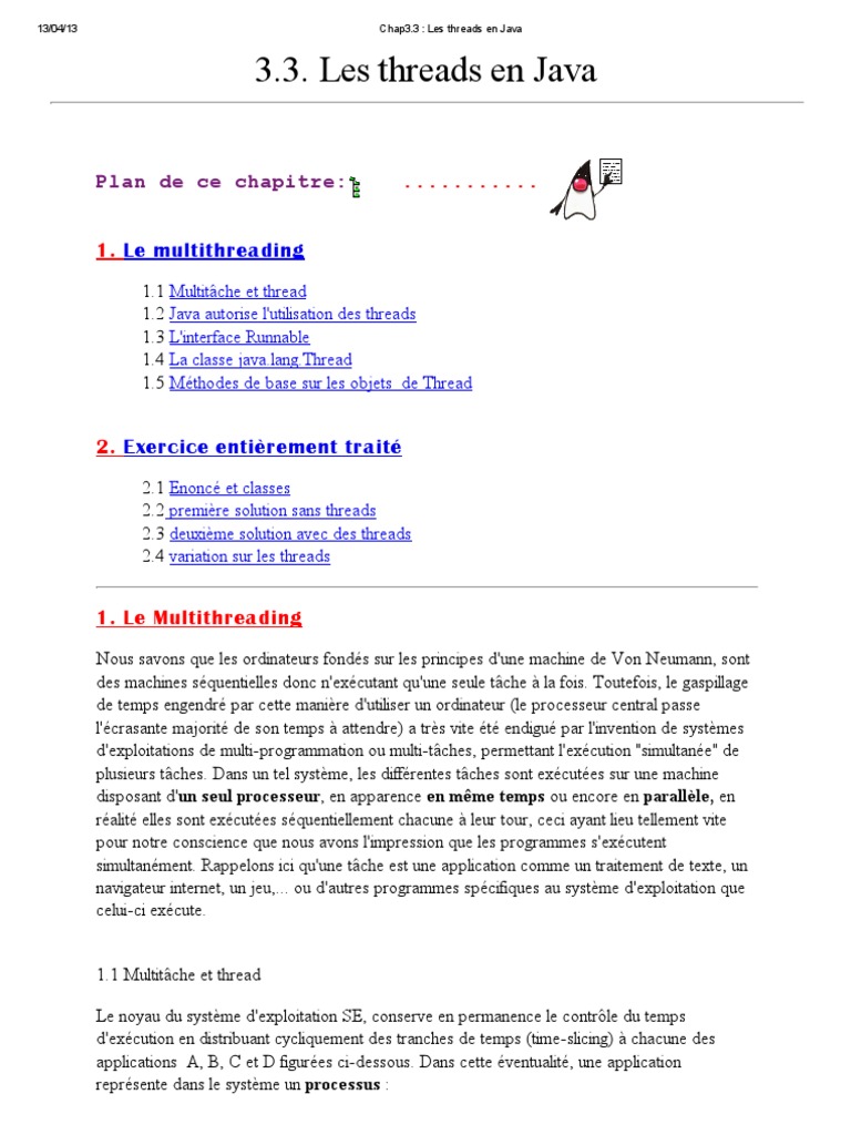 Chap3 - Les Thread en Java | PDF | Classe (informatique) | Thread (informatique)