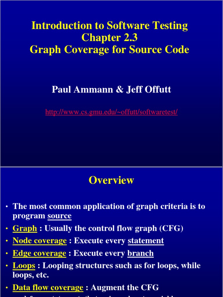 Introduction To Software Testing Graph Coverage For Source Code | PDF ...