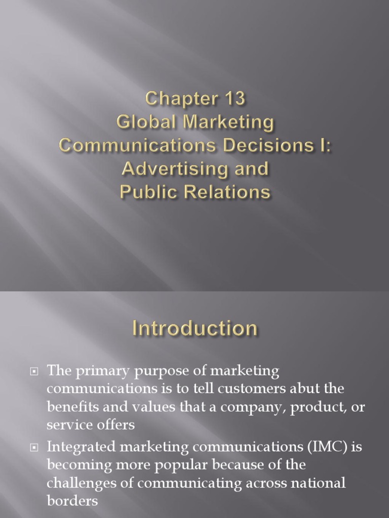Global Marketing | PDF | Marketing Communications | Advertising