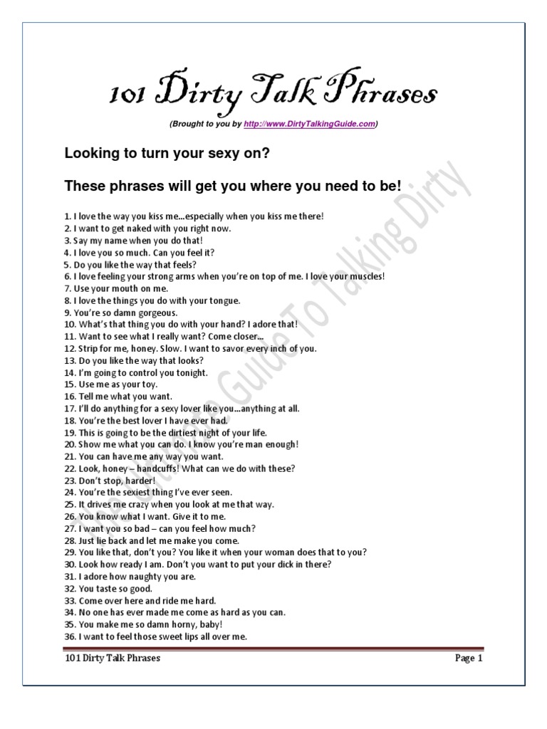 101 Dirty Talk Phrases | PDF