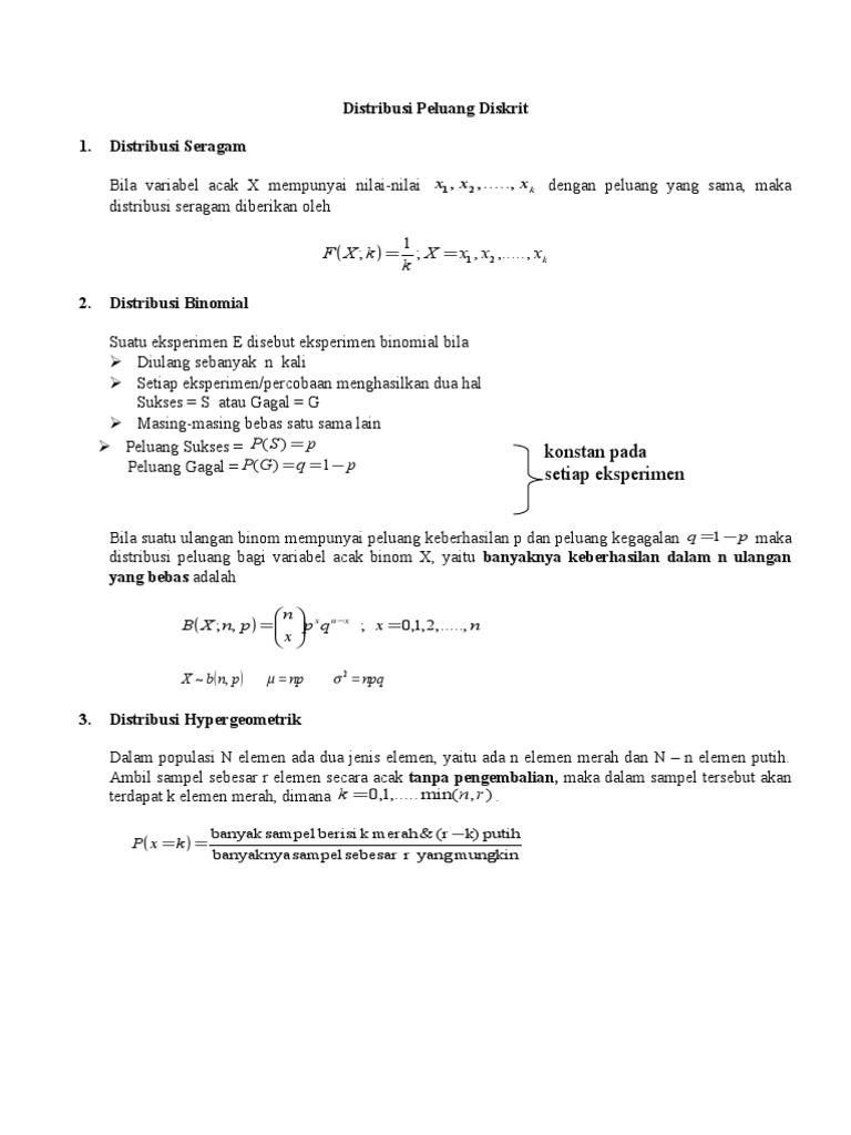 Distribusi Peluang Diskrit | PDF | Metode & Bahan Ajar