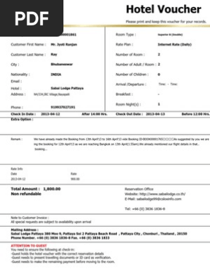 Hotel Voucher Sample Template