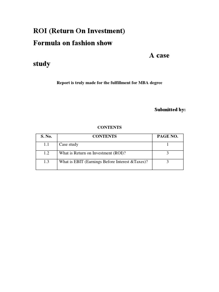 ROI (Return On Investment) Formula On Fashion Show | PDF | Return On ...