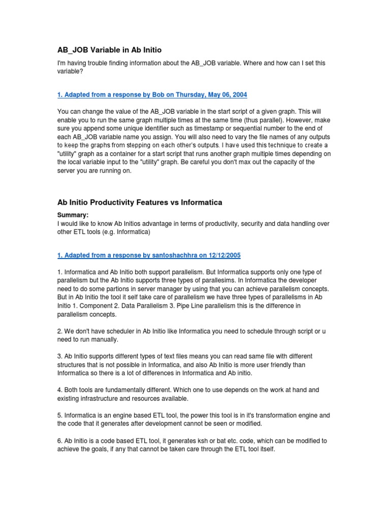 Abinitio Intew | PDF | Parallel Computing | Databases
