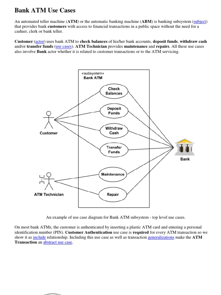 Bank ATM Use Cases | PDF | Automated Teller Machine | Use Case