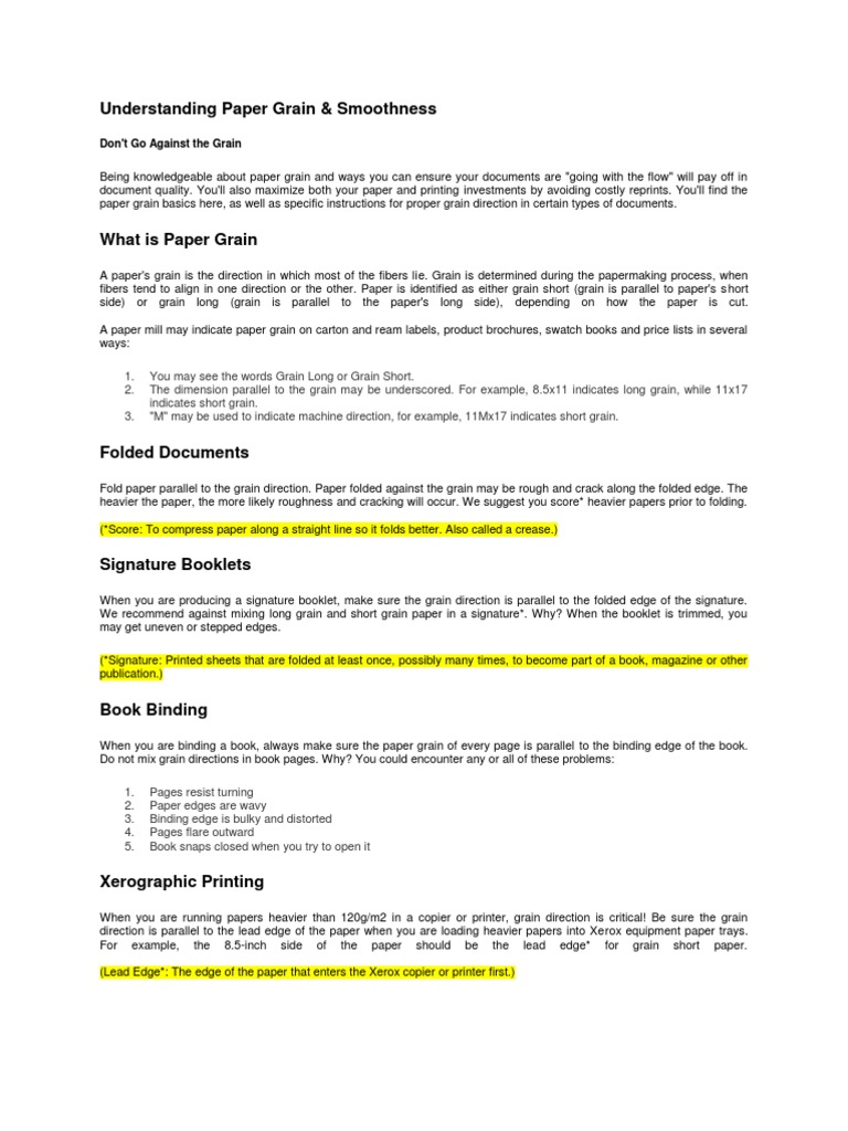 Understanding Paper Grain Direction | PDF | Paper | Photocopier
