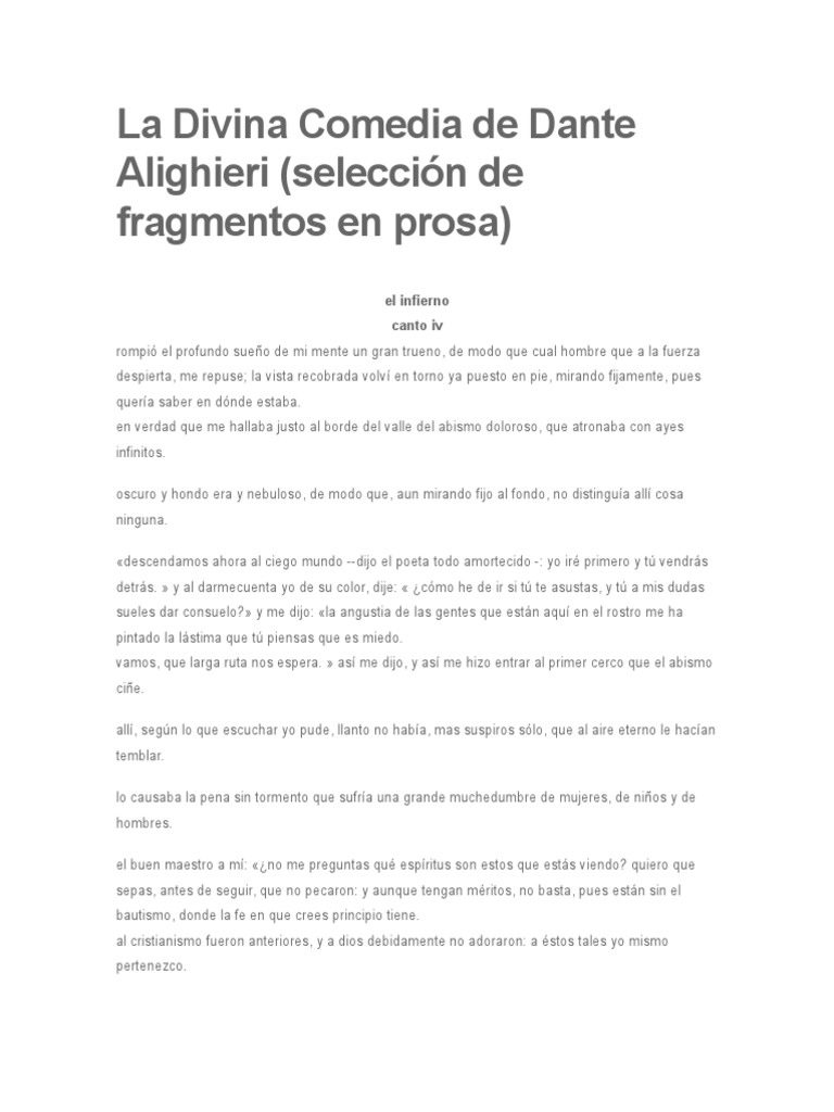 La Divina Comedia - Fragmentos | PDF | Divina Comedia | Amor