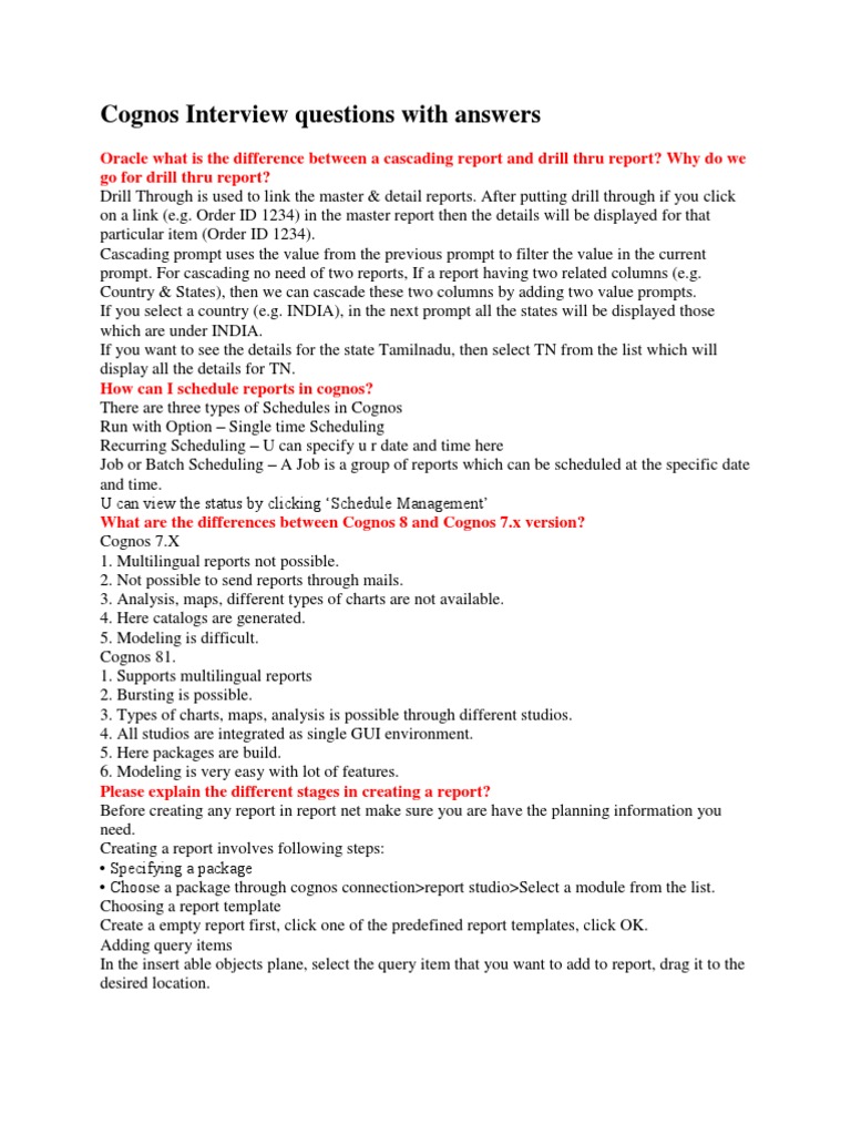 Cognos Interview Questions And Answer Pdf Oracle Database Databases