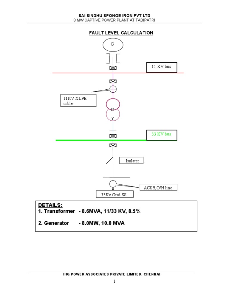 11kV Fault Level Calculation Report | PDF