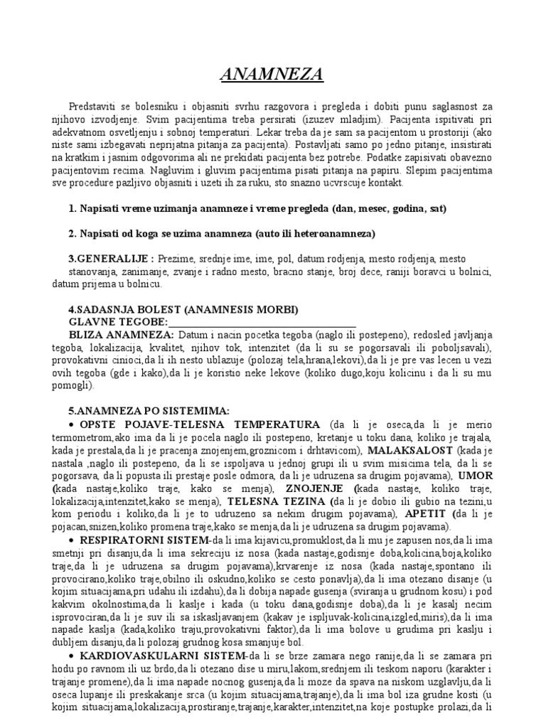 Anamneza I Status | PDF