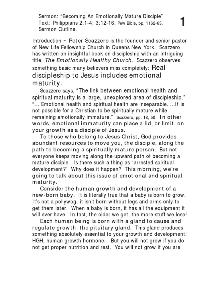 Becoming An Emotionally Mature Disciple | PDF | Disciple (Christianity ...