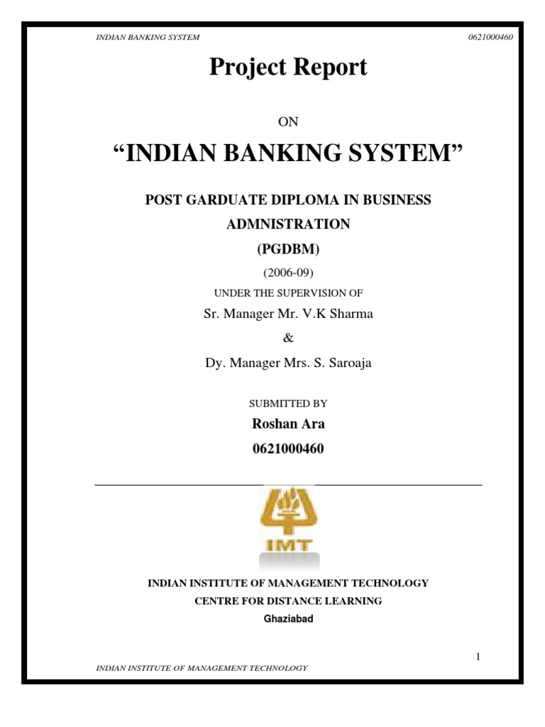 Project Report On Indian Banking System | PDF | Banks | Loans