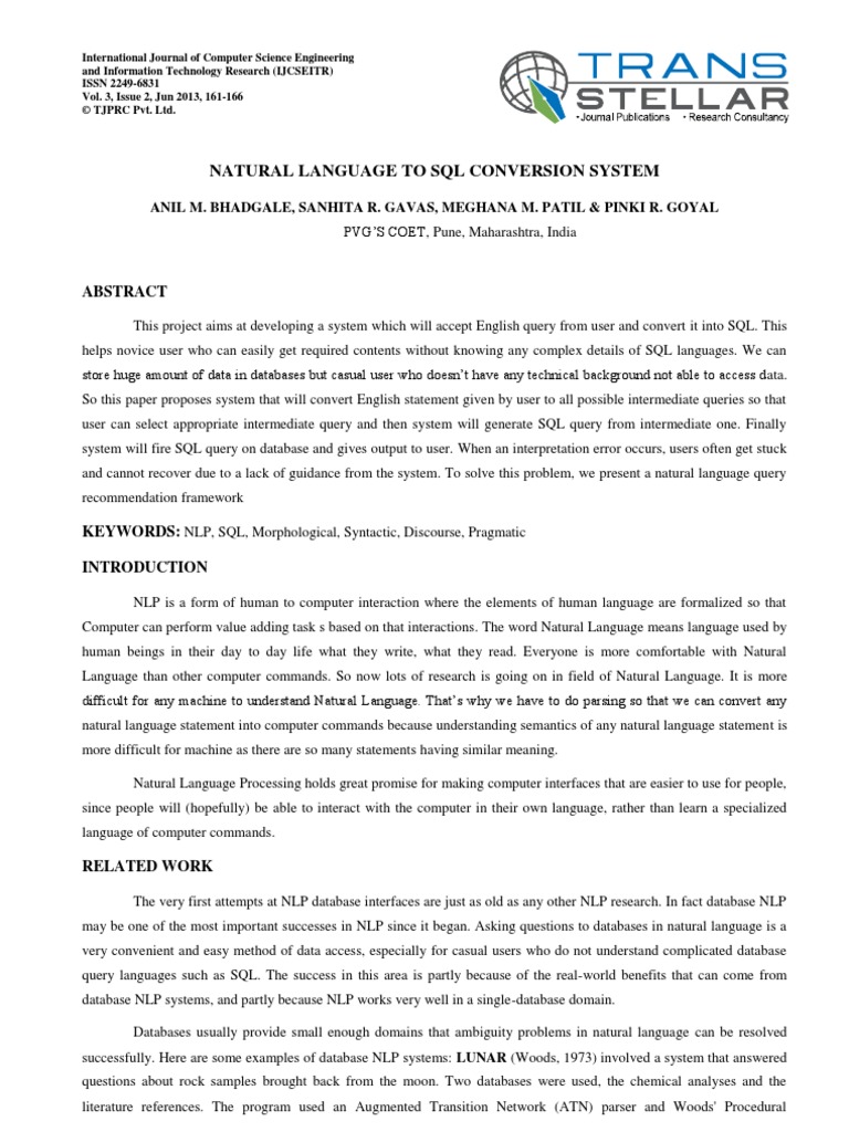 17.NL To SQL System-.Full | PDF | Sql | Parsing
