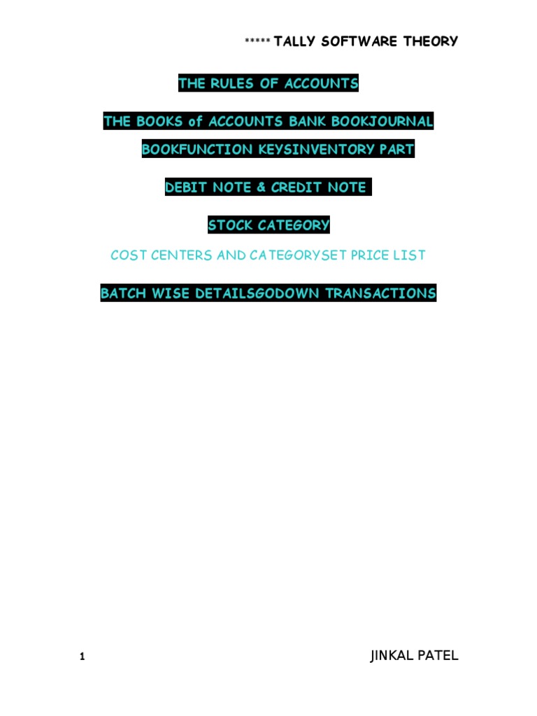 All Tally Theory | PDF | Debits And Credits | Voucher