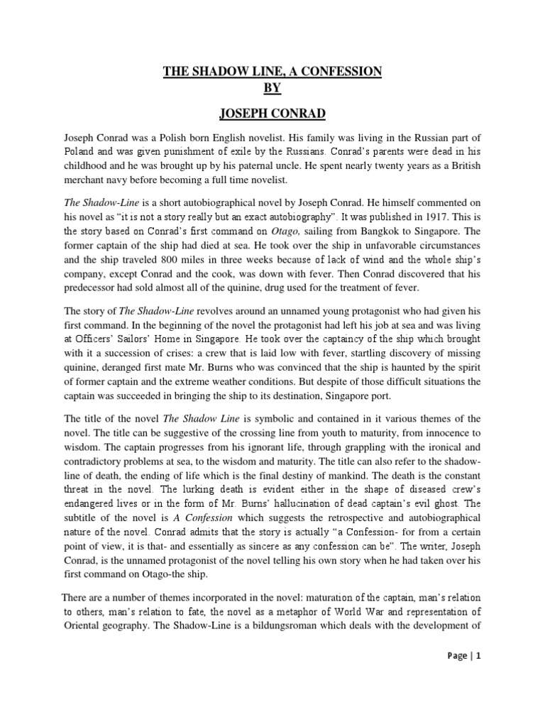 The Shadow Line: A Confession | PDF | Joseph Conrad