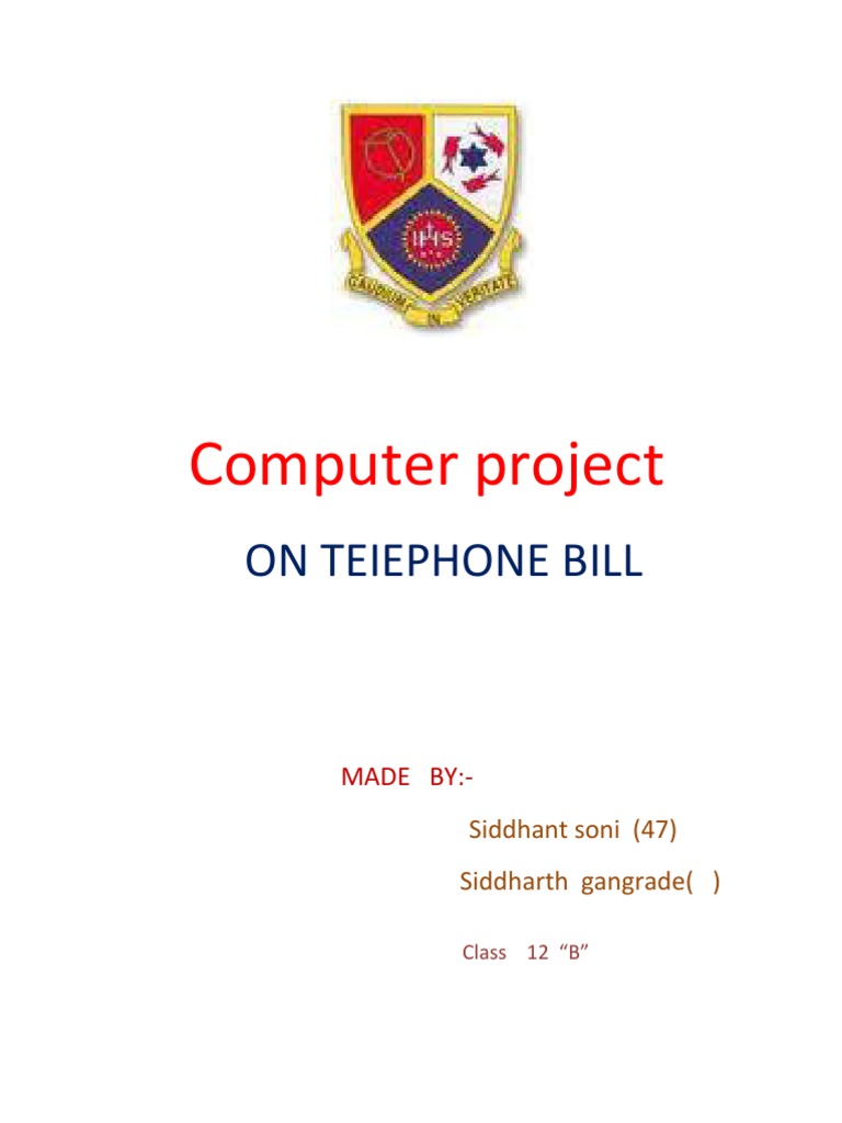 Telephone Bill Project by Class 12B | PDF