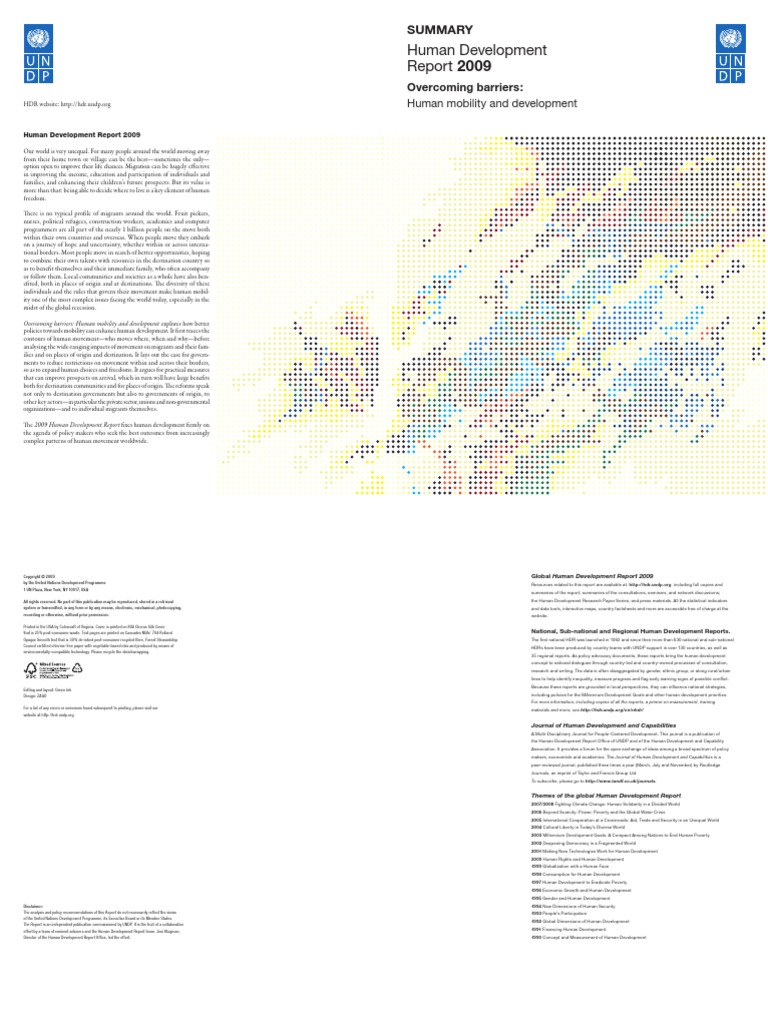United Nations Human Development Report 2009 en Summary | PDF