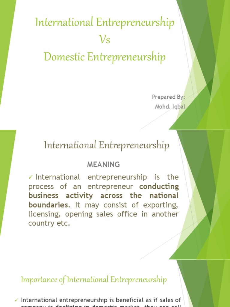 International Entrepreneurship | PDF | Entrepreneurship | Sales