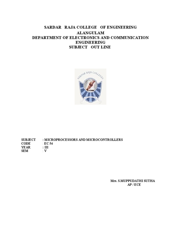 Ec54-Microprocessors and Microcontrollers | PDF | Instruction Set ...