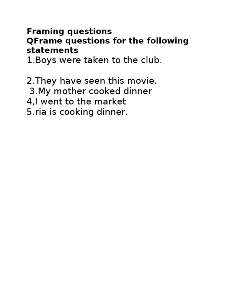 Framing Questions Guide | PDF
