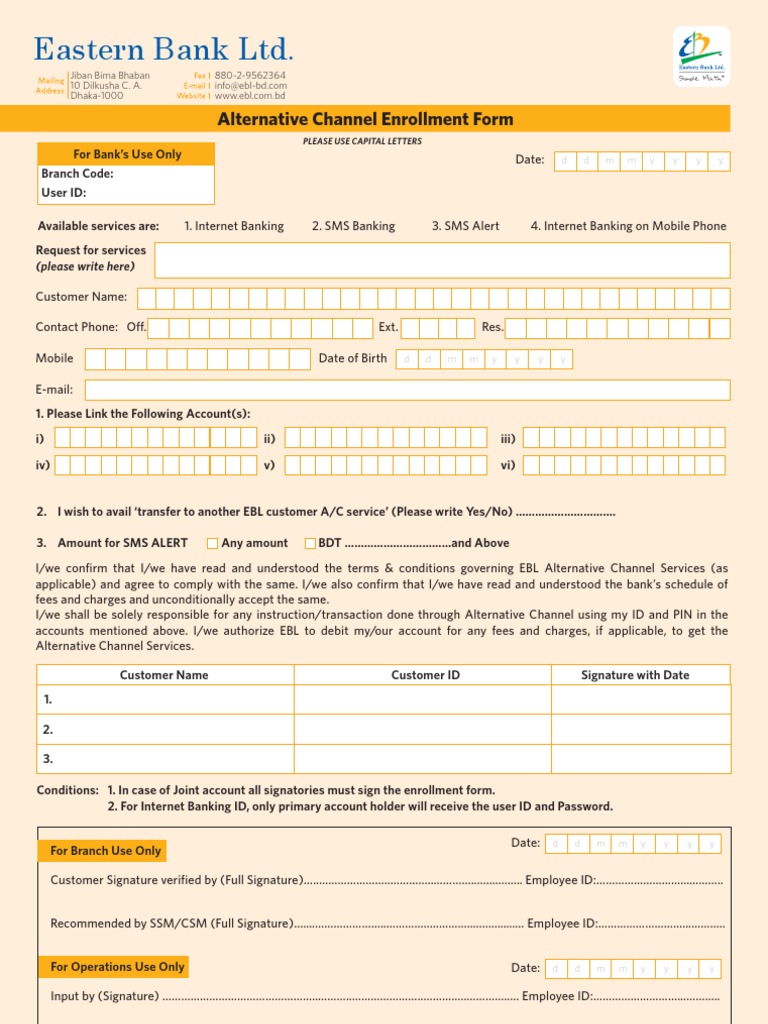 SMS Internet Banking Form | PDF | Online Banking | Banks & Banking