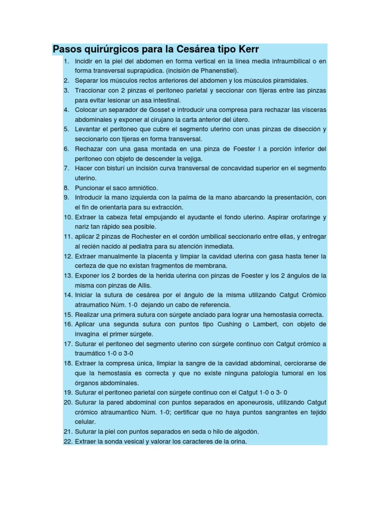 Pasos quirúrgicos para la Cesárea tipo Kerr | Abdomen | Seccion de cesárea