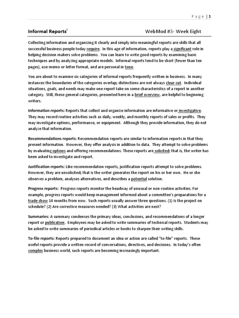 Informal Reports | PDF | Memorandum | Survey Methodology