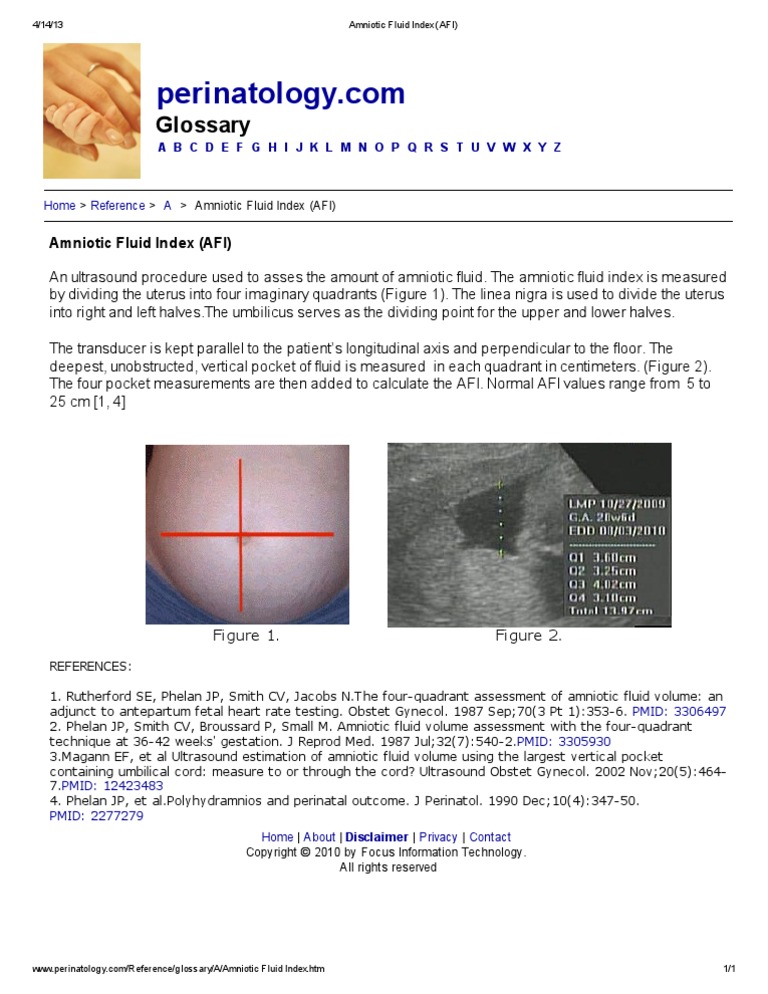 Amniotic Fluid Index (AFI) | PDF