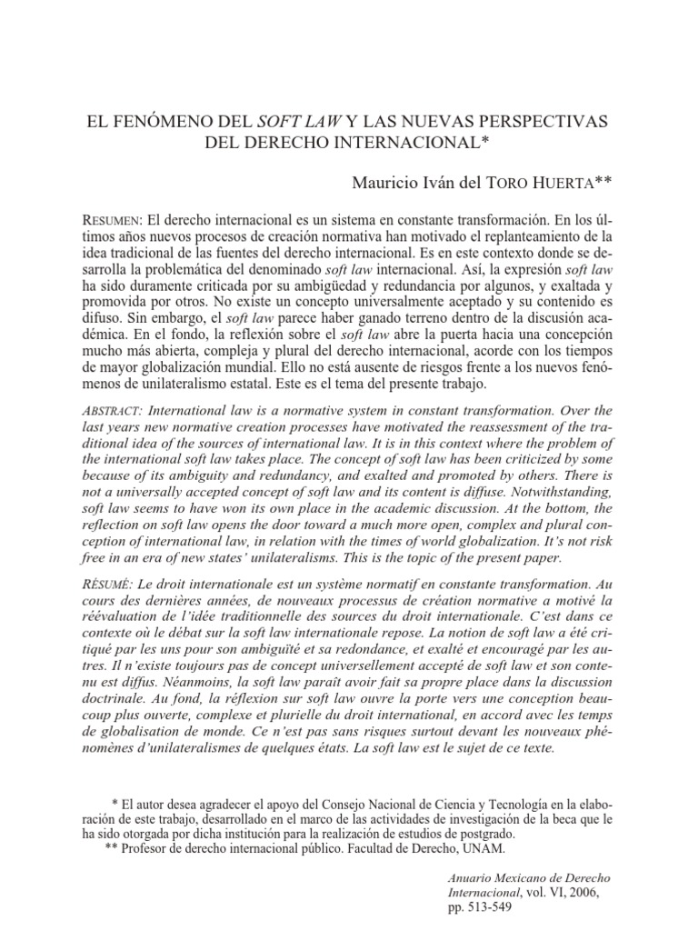 Soft Law | PDF | Legislación | Fuentes del derecho