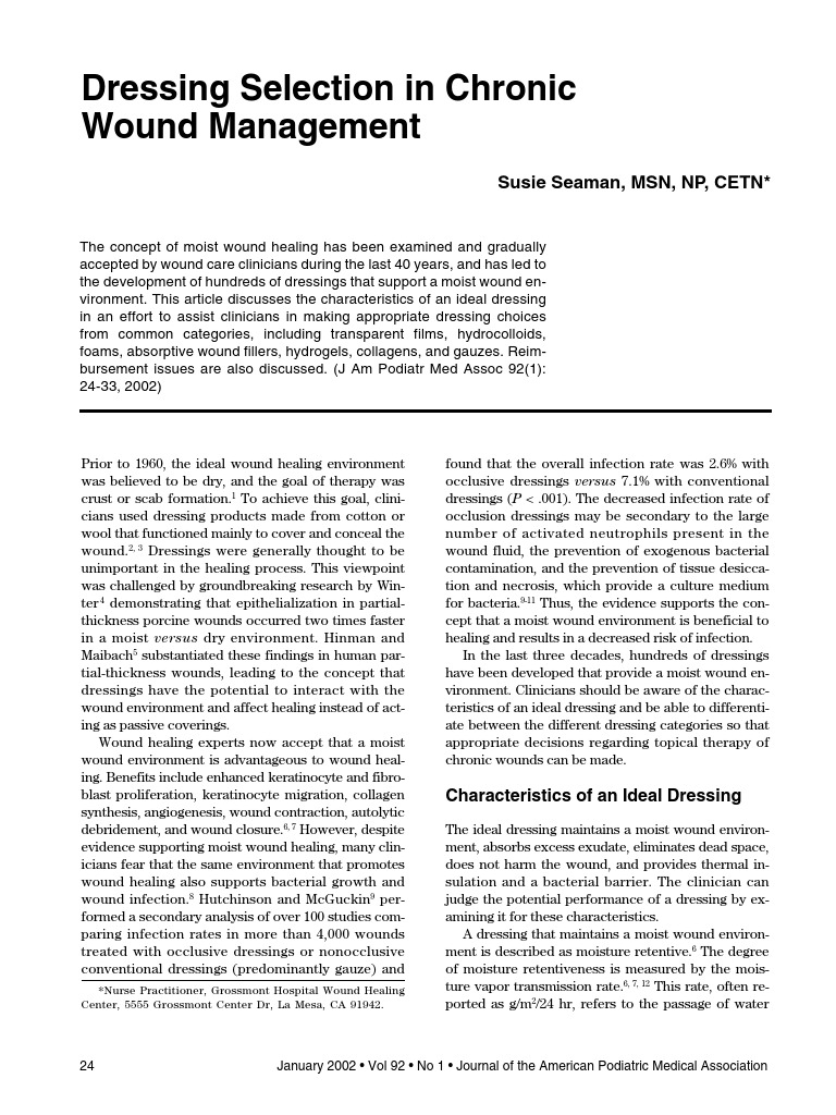 Dressing Selection in Chronic Wound Management | PDF | Wound | Wound Healing