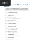 50 Needs Improvement Report Card Comments | PDF | Learning | Behavior ...