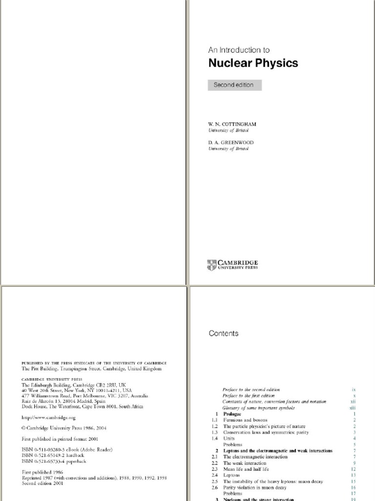 An Introduction To Nuclear Physics - Greenwood, Cottingham | PDF
