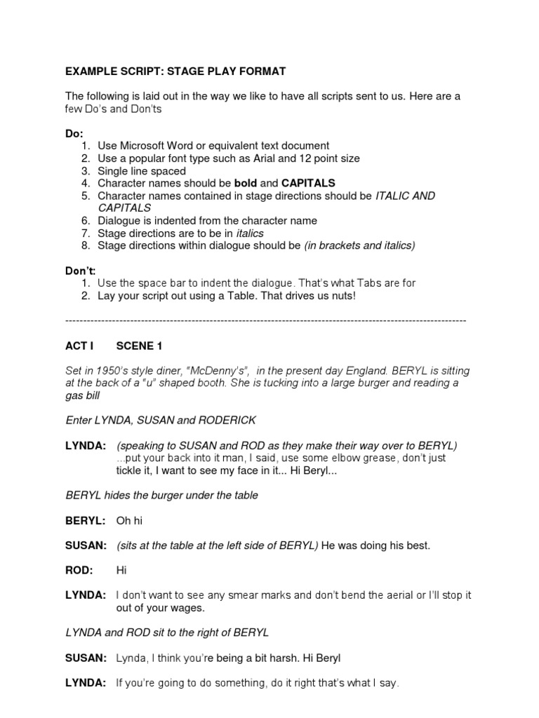 Sample Play Script | PDF | Printing | Written Communication