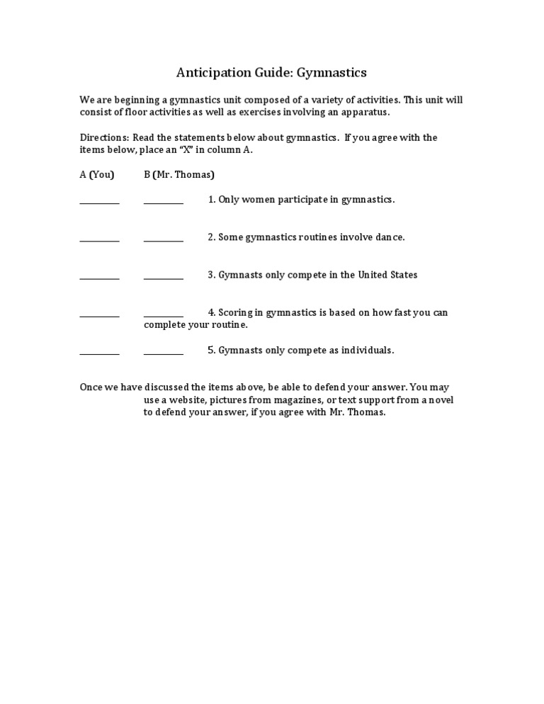 Anticipation Guide | PDF