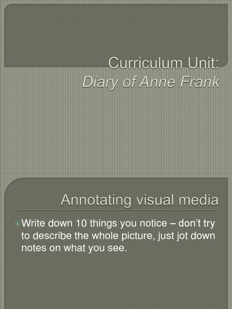 Anne Frank Curriculum Presentation | PDF | Cognition | Communication