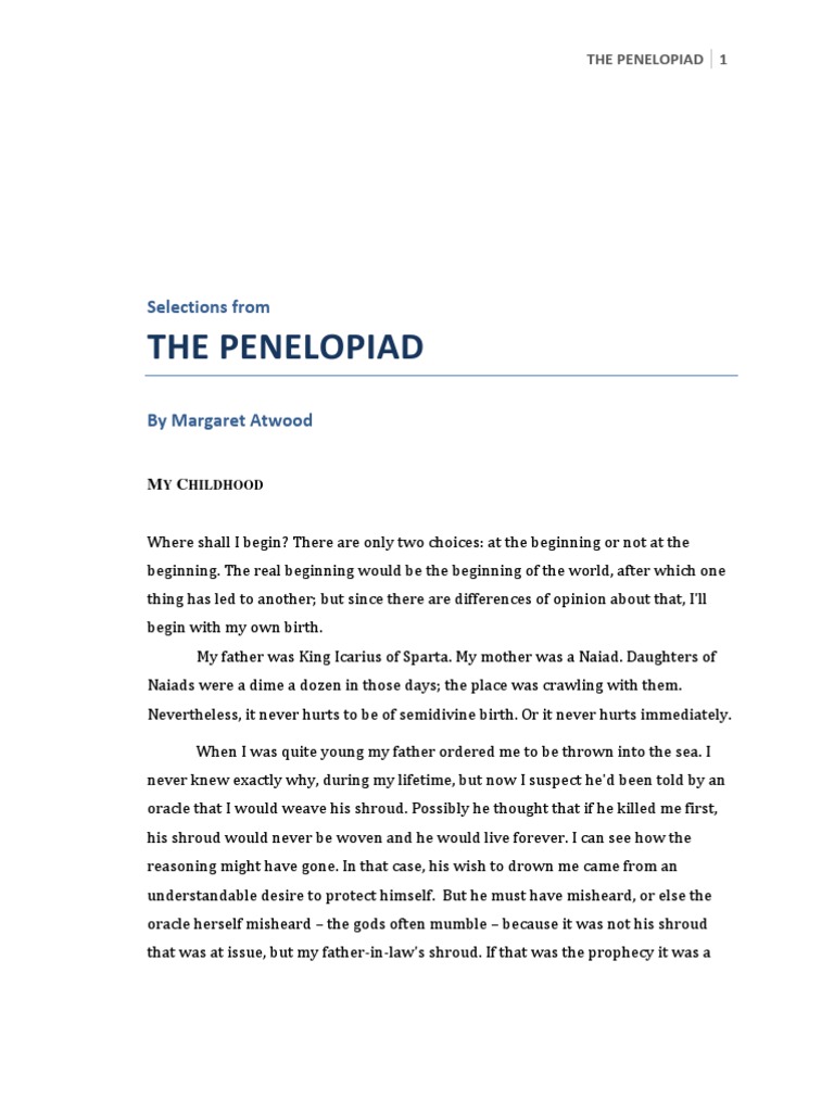 Selections from The Penelopiad | PDF | Penelope | Greek Mythology