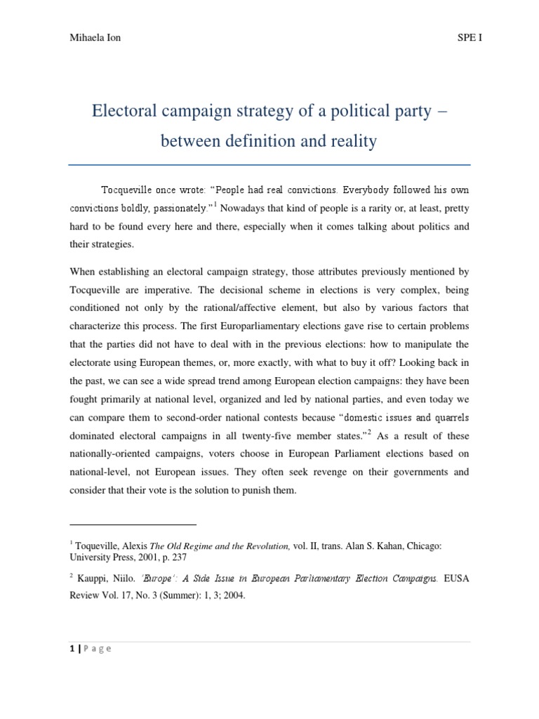 Electoral Campaign Strategies in the EU | PDF | European Parliament ...
