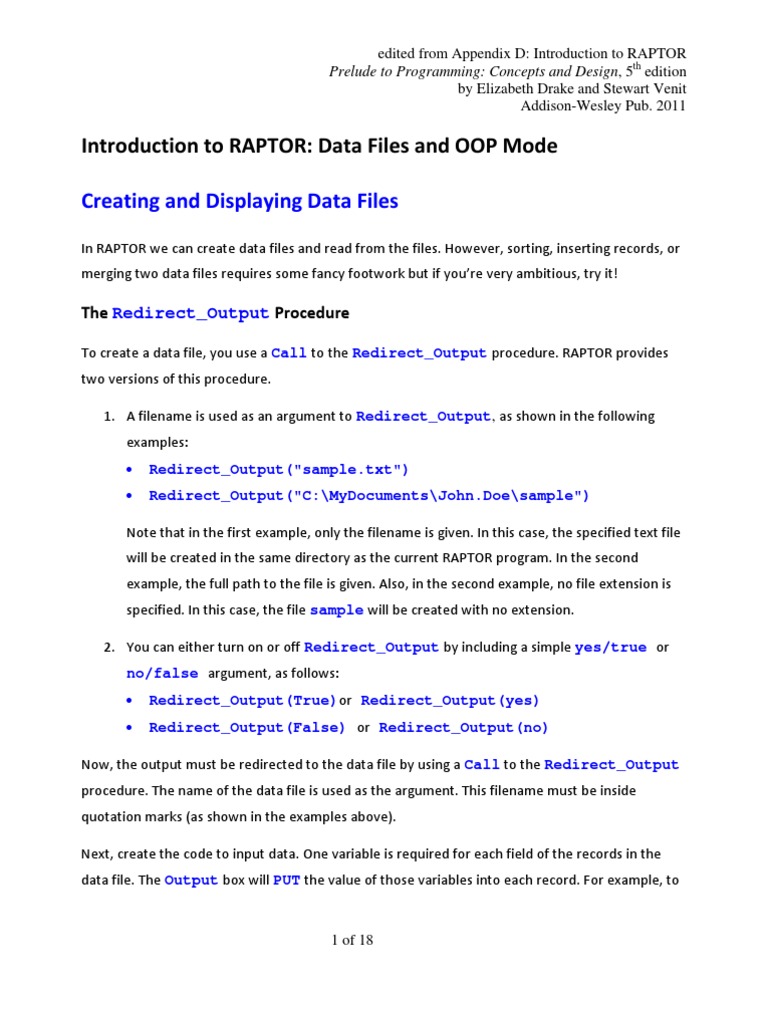 RAPTOR Data Files and OOP Mode Drake | PDF | Object Oriented Programming | Inheritance (Object ...