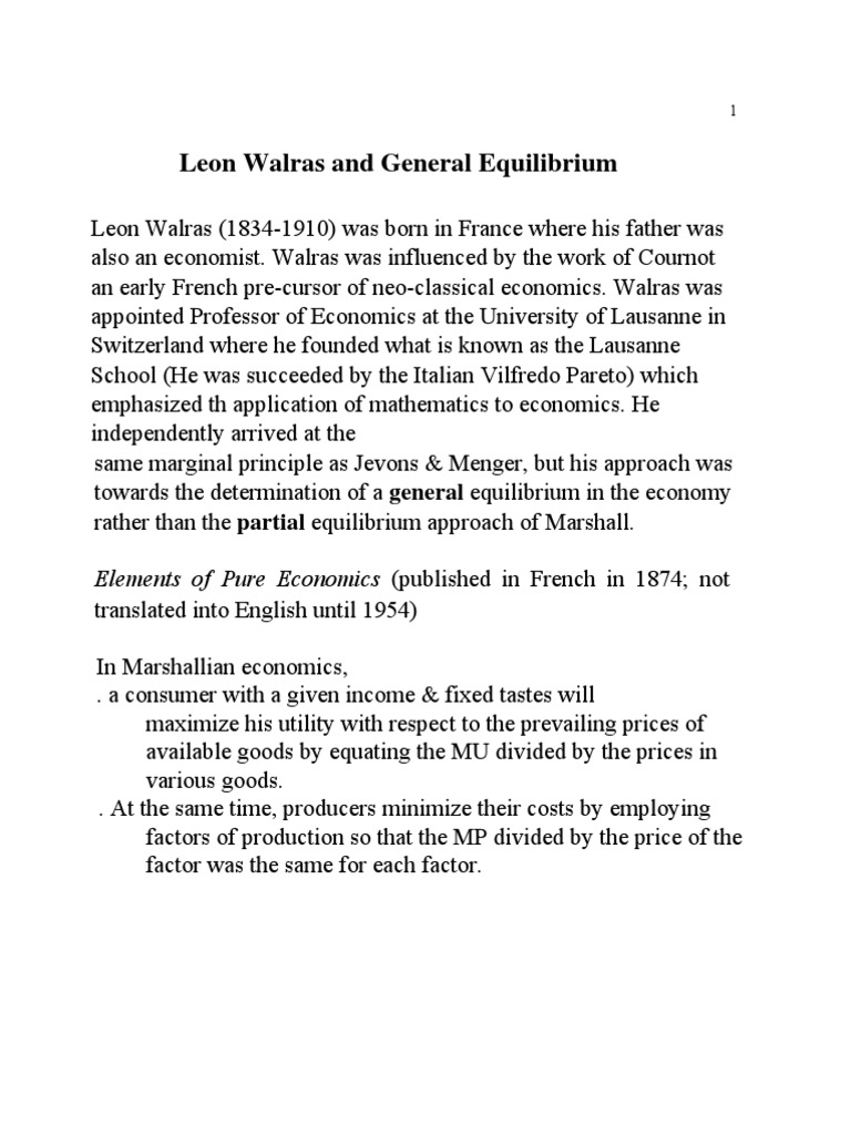 Lectures On Walras | PDF | Welfare Economics | General Equilibrium Theory