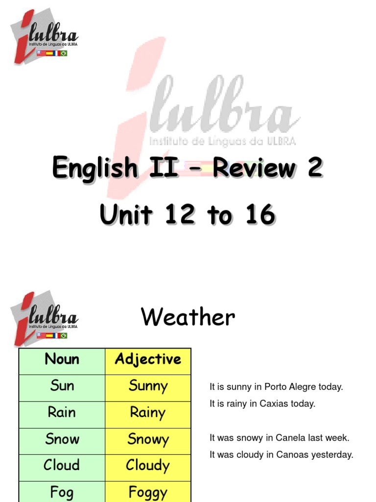 Review II - Unit 12 and 16 | PDF | English Language | Morphology