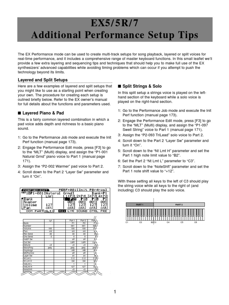 Yamaha EX5 EX7 E3 Additional Performance Setup Tips | PDF | Synthesizer | Hornbostel Sachs