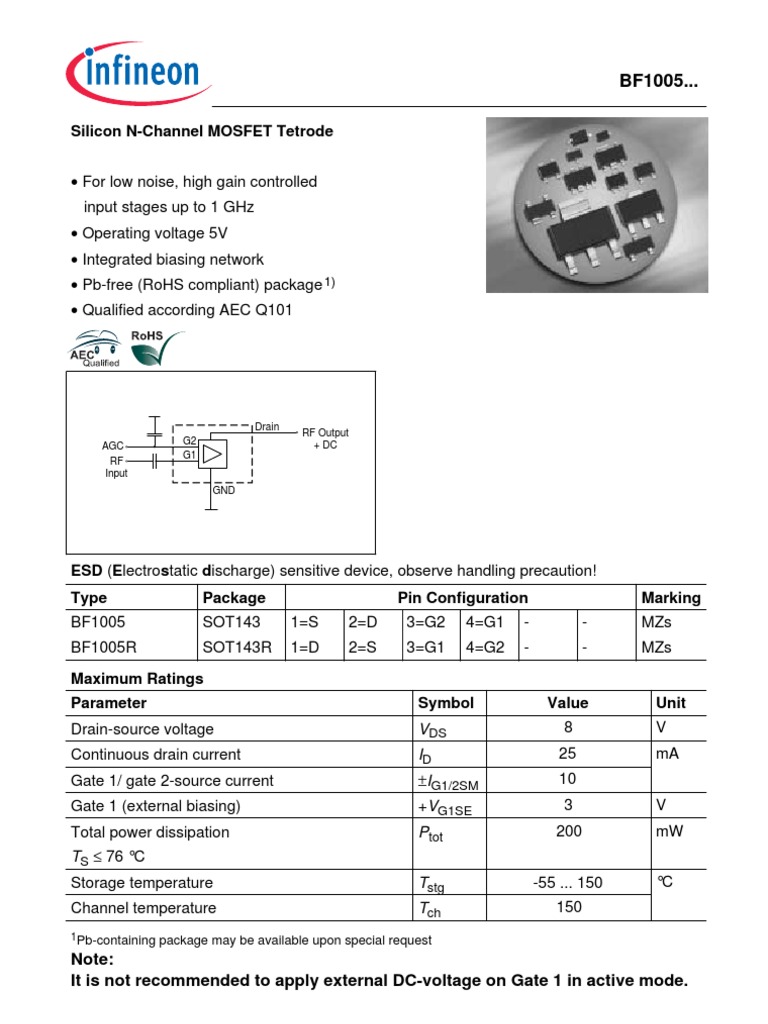 BF1005 Data Sheets | PDF | Field Effect Transistor | Mosfet