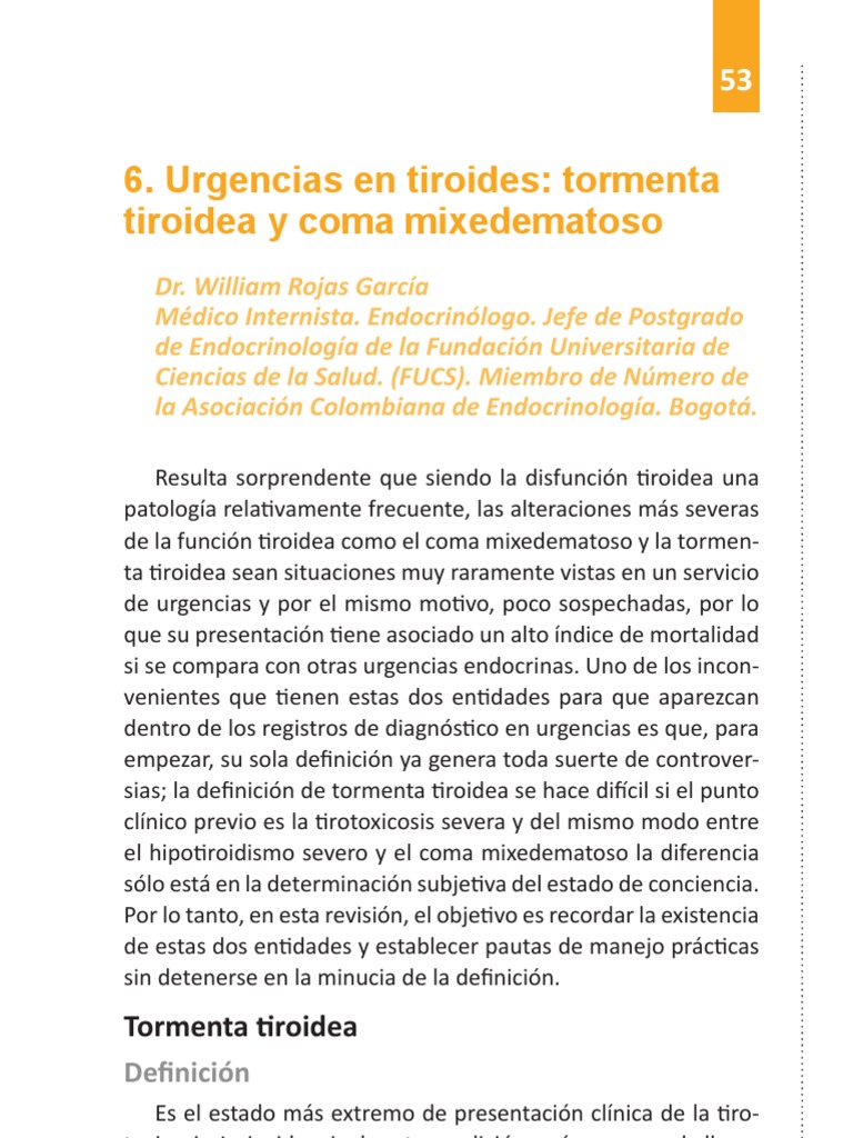 Urgencias: Tormenta Tiroidea y Coma Mixedematoso | PDF