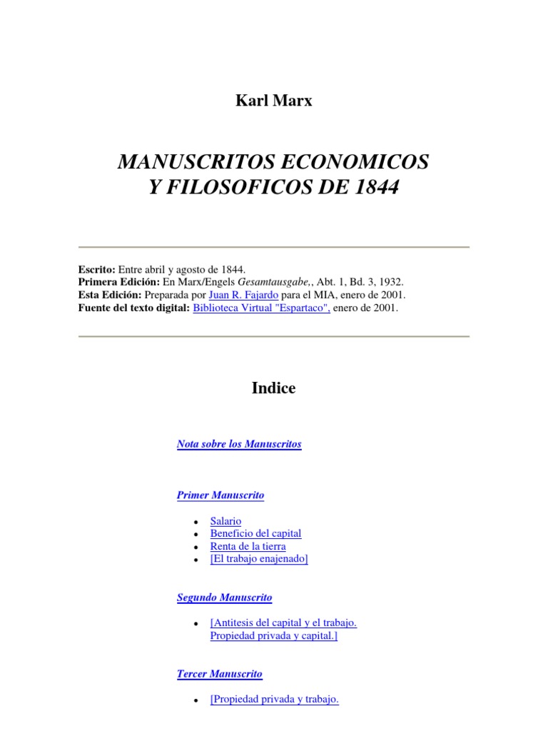 Karl Marx - Manuscritos 1844 PDF | PDF