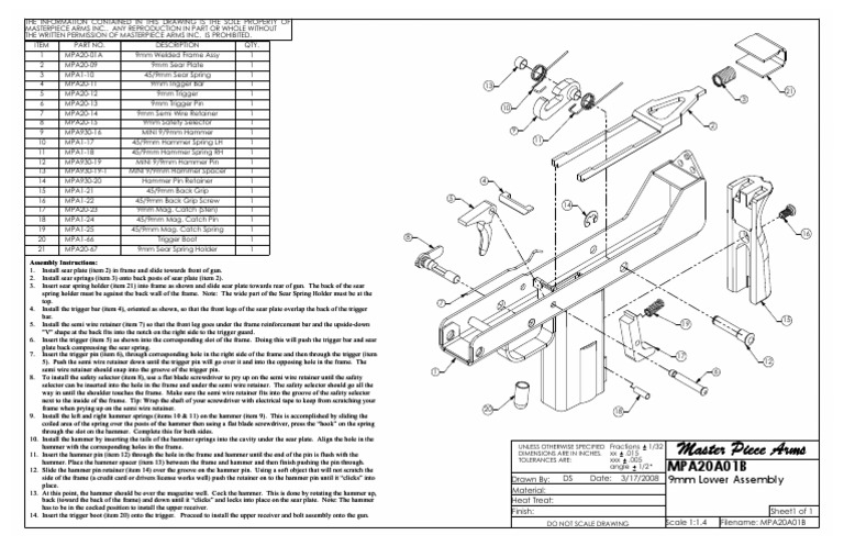 Mac 11 Parts and Assembly Diagrams | PDF | Trigger (Firearms) | Wire