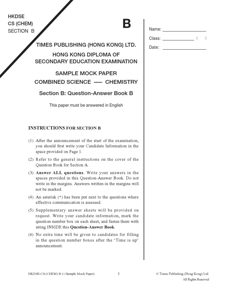 Cs Chem Hkdse Mock Section B Ee | PDF | Precipitation (Chemistry ...
