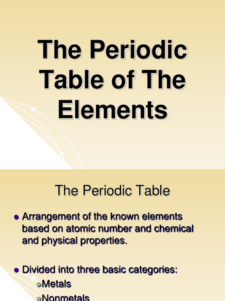 The Periodic Table | PDF | Periodic Table | Atoms